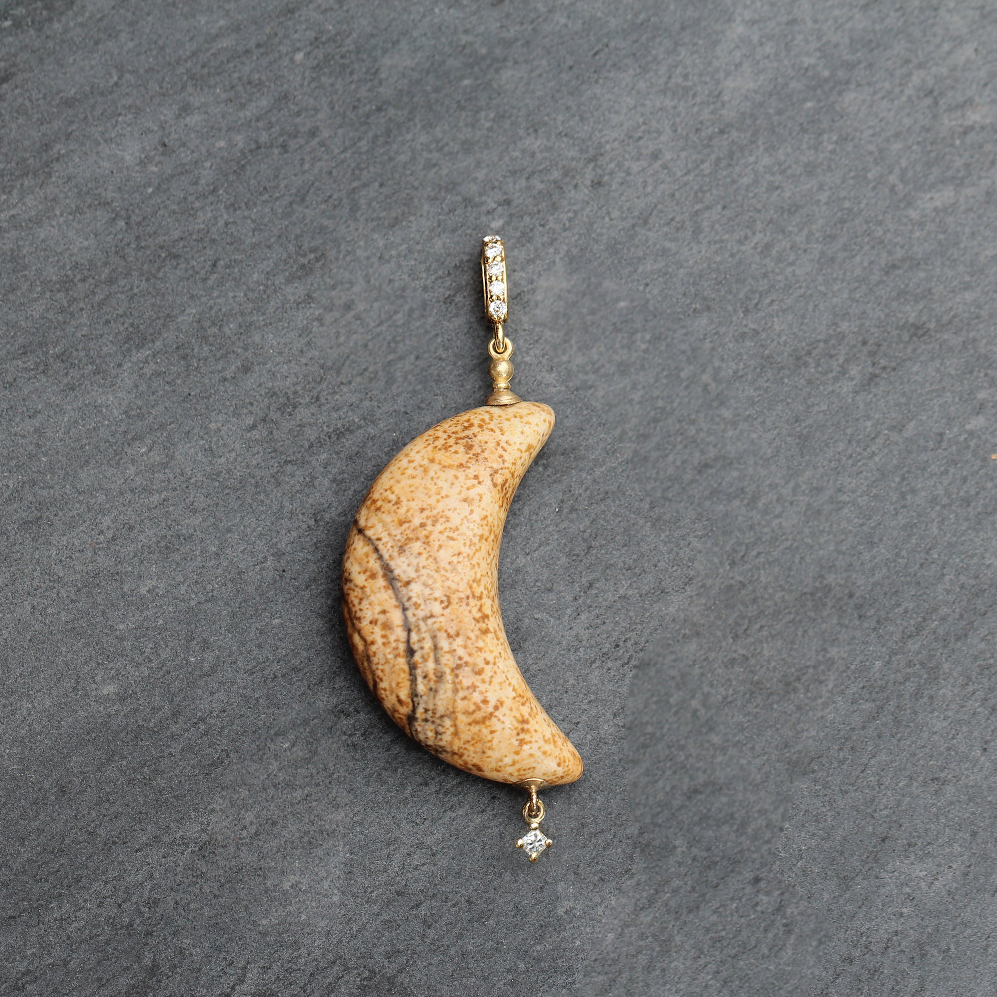 14k Gold Diamond + Jasper Moon Pendant– Nova Lita Vintage