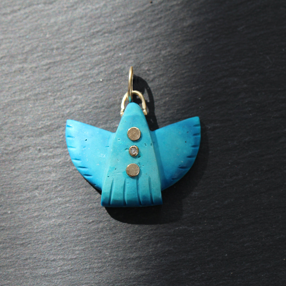 14k Gold Diamond + Reconstituted Turquoise Phoenix Pendant– Nova Lita ...